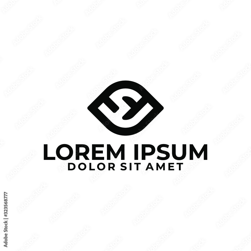 Initial letter SJ logo template with leaf line art symbol on flat ...