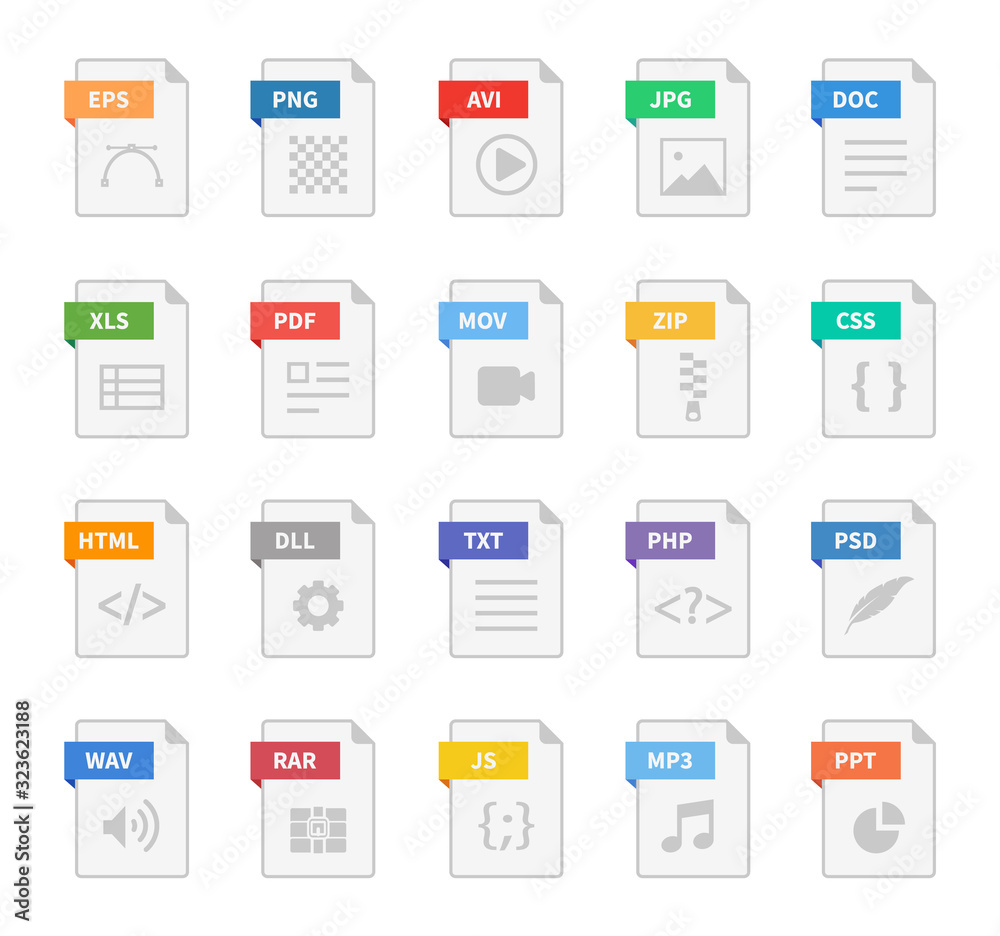 web file labels icon set Vector Stock Vector | Adobe Stock