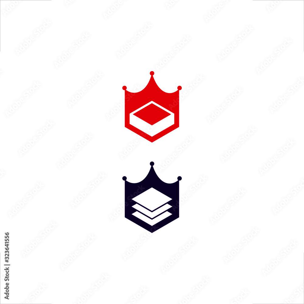 box logo cube stack design king crown Stock Vector | Adobe Stock
