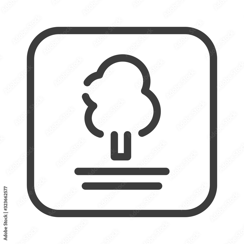 Park zone black line icon. Public navigation. Woodland element ...