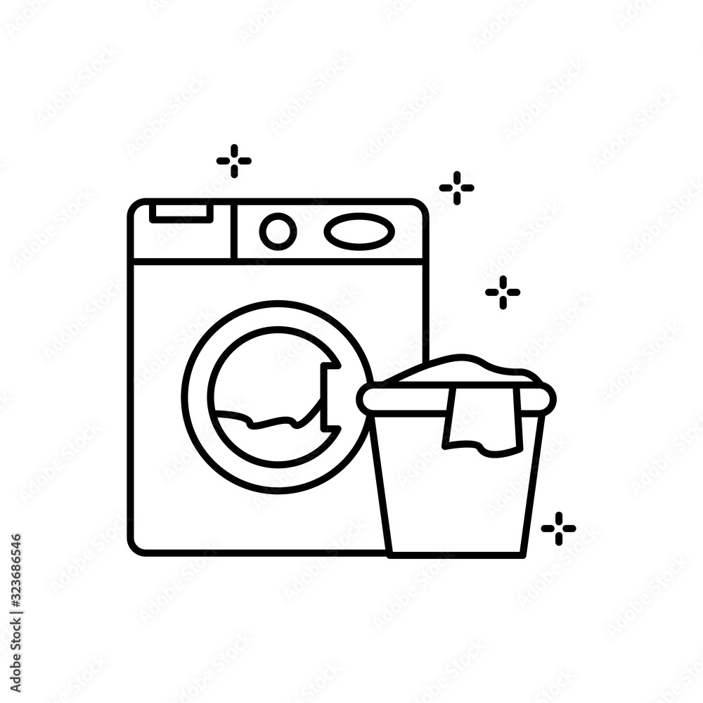 Washing machine, clothes icon. Simple line, outline vector elements of ...