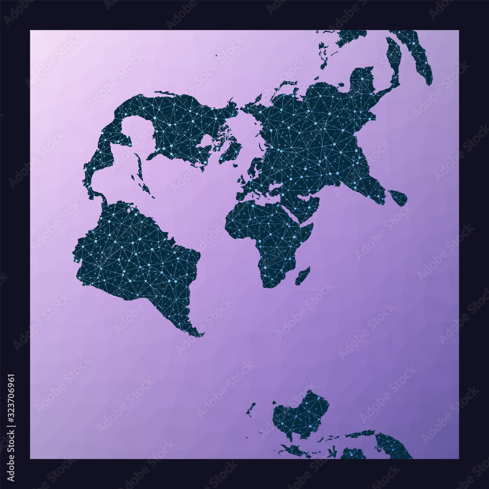Network map of the world. Transverse spherical Mercator projection ... Network map of the world. Transverse spherical Mercator projection ...