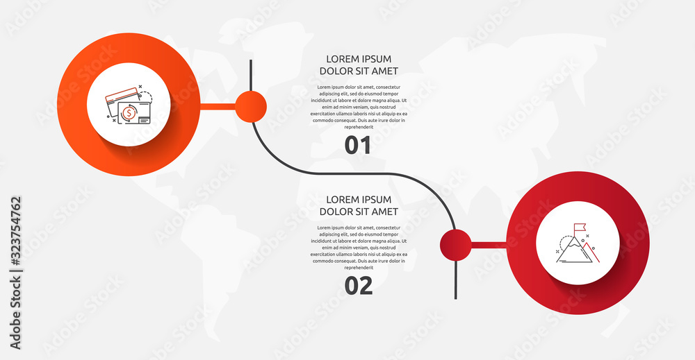 Vector template circle infographics. Business concept with 2 options ...