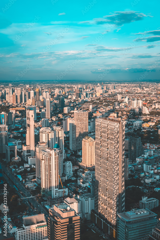 Vew of Bangkok skyline and skyscraper seen from Mahanakhon Tower Famous ...