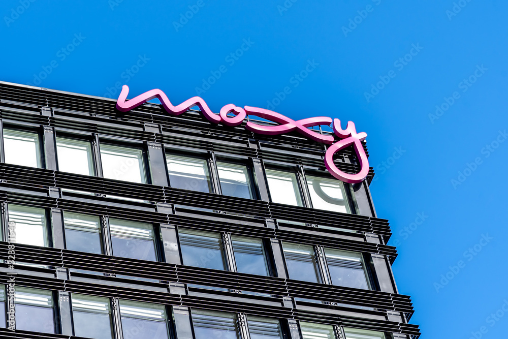 Washington, DC, USA- January 12, 2020: Sign of Moxy Hotel on the ...