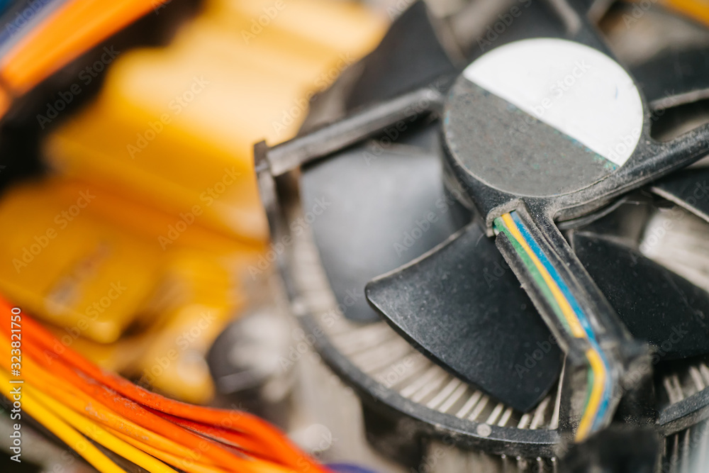 Maintenance update system upgrate concept. Dust-covered parts of system ...