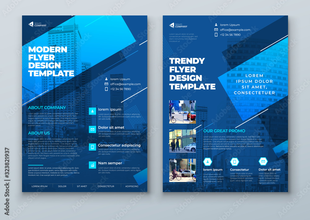 Flyer Design. Blue Modern Flyer Background Design. Template Layout for ...
