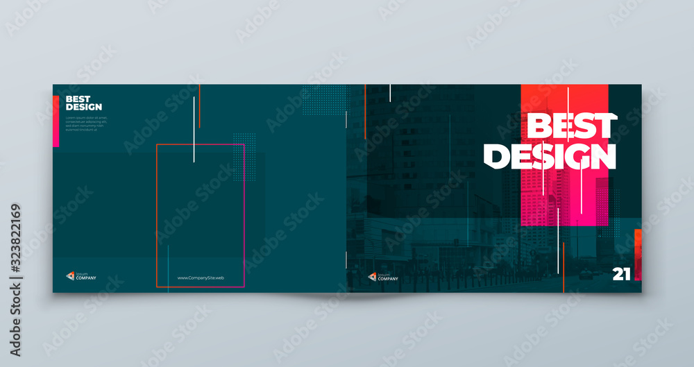Horizontal Brochure Template Layout Design. Landscape Corporate ...