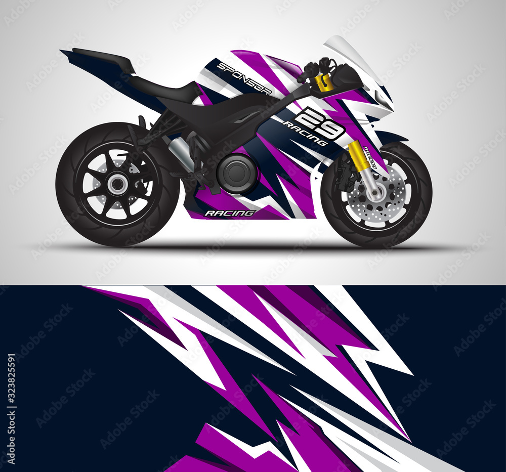 Motorcycle wrap decal and vinyl sticker design. Concept graphic ...