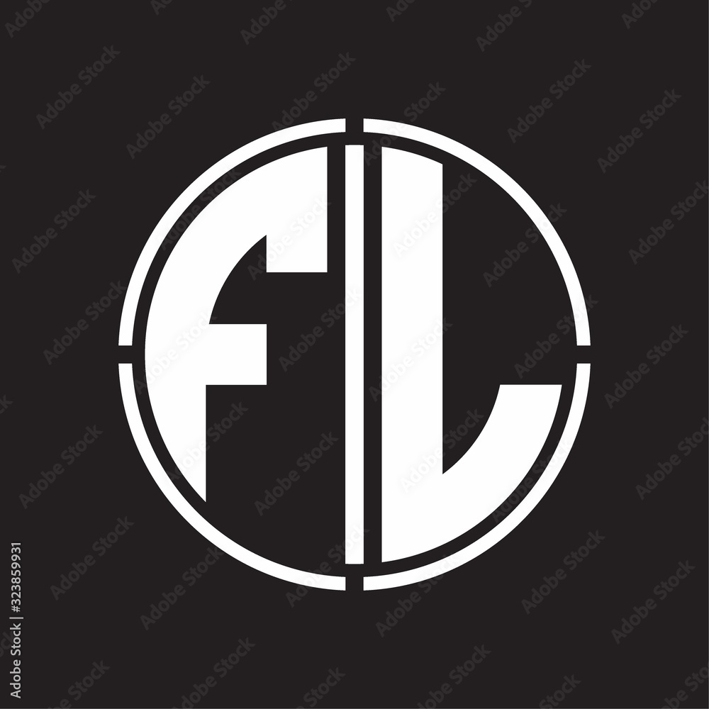 FL Logo initial with circle line cut design template Stock Vector ...