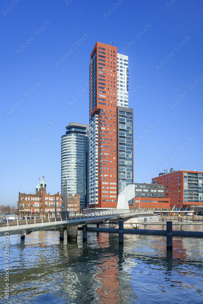 Стоковое фото «ROTTERDAM-FEB. 8, 2018. Montevideo tower, the highest ...