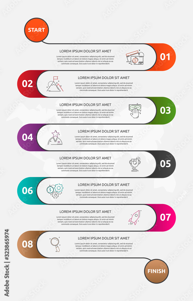 Abstract vector road timeline infographic. Vector illustration with 8 ...