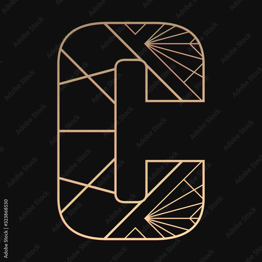 Laser cutting letter C. Art Deco vector design. Plywood lasercut gift ...