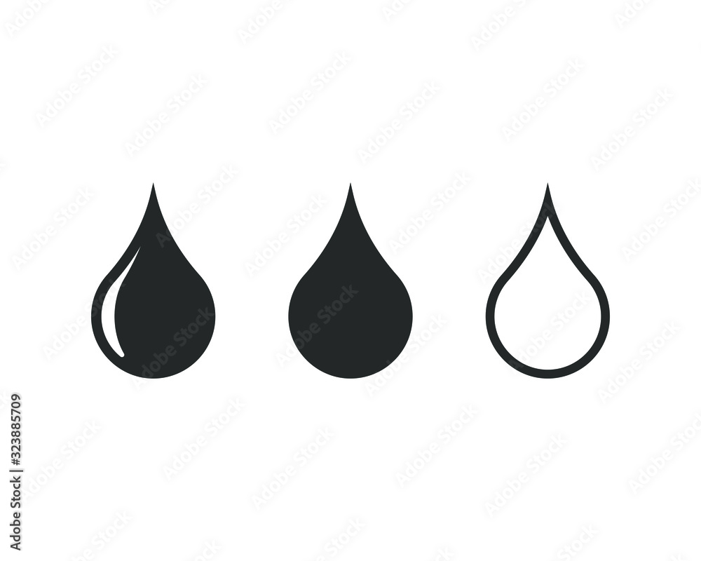 Water drop icon set. Simple shape rain symbol. Leak sign. Aqua logo ...