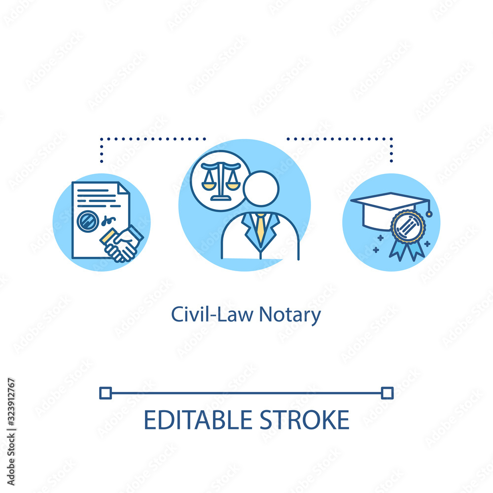 Civil-law notary concept icon. Official certificate. Barrister help ...