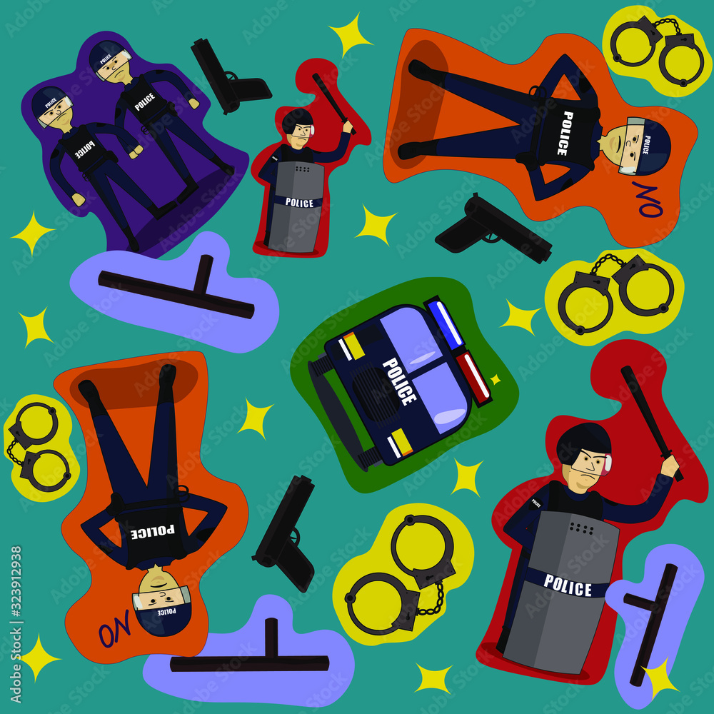 Vector de Stock pattern of various police officers in body armor and ...