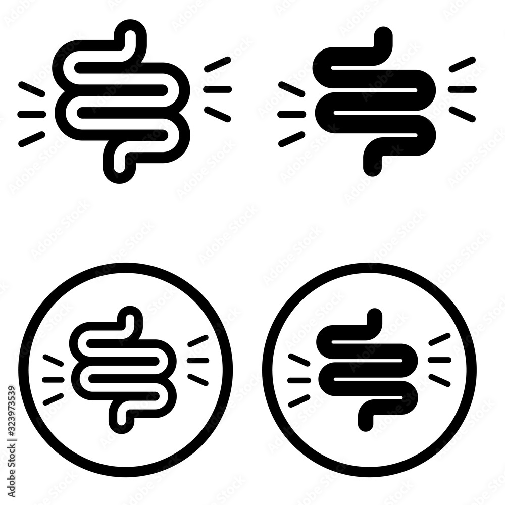 Colitis vector icon set. intestines illustration sign collection. colic ...