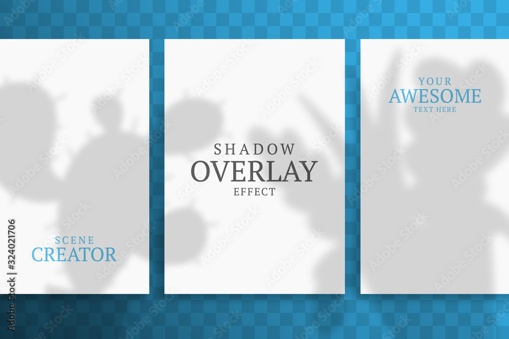 Shadow Overlay Plant Vector Mockup A4 Paper sheets. Shadows overlay ...