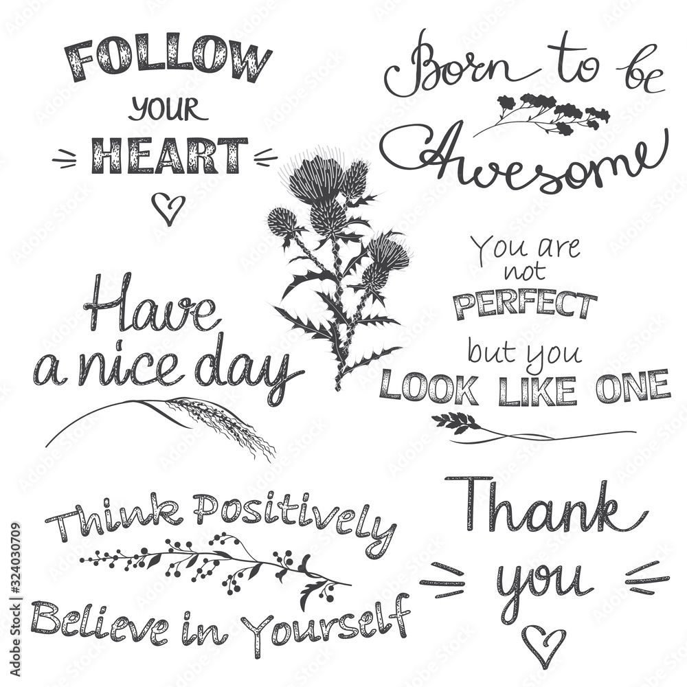 Set with inspirational slogans and phrases. Stock Vector | Adobe Stock