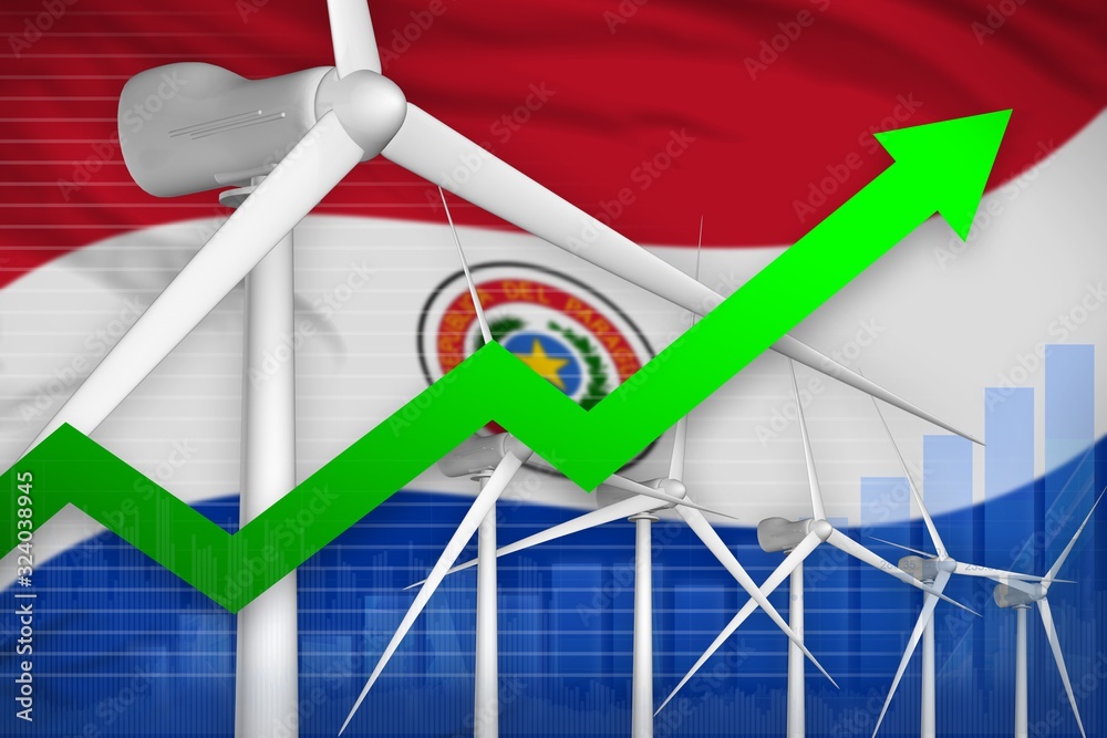 Paraguay wind energy power rising chart, arrow up - modern natural ...