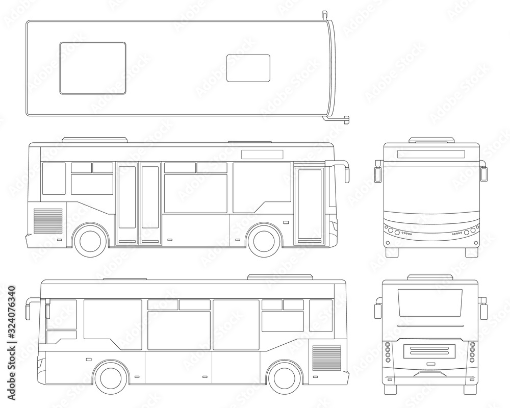 Passenger outline City Bus for branding identity and advertising design ...