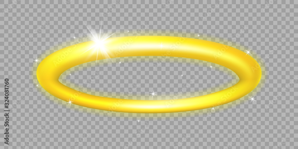Golden Halo. Angel Ring. Angelic nimbus illustration. Holy golden ...
