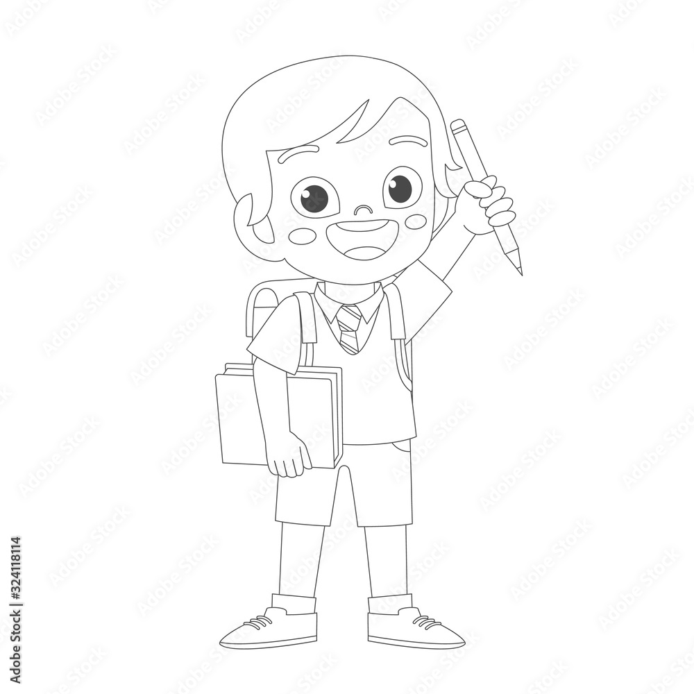 happy cute kid activity coloring book template Stock Vector | Adobe Stock