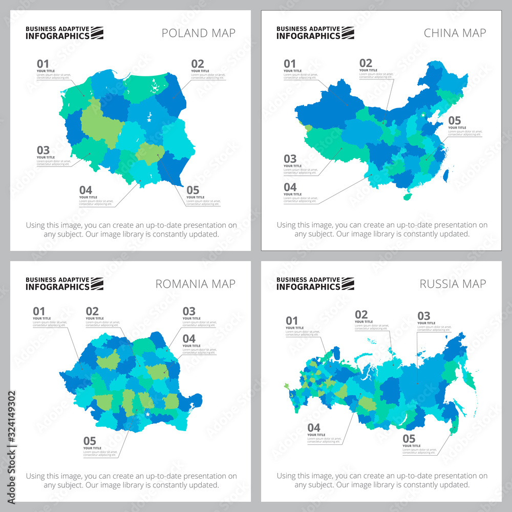 Set of original business infographic diagrams with maps. Can be used ...