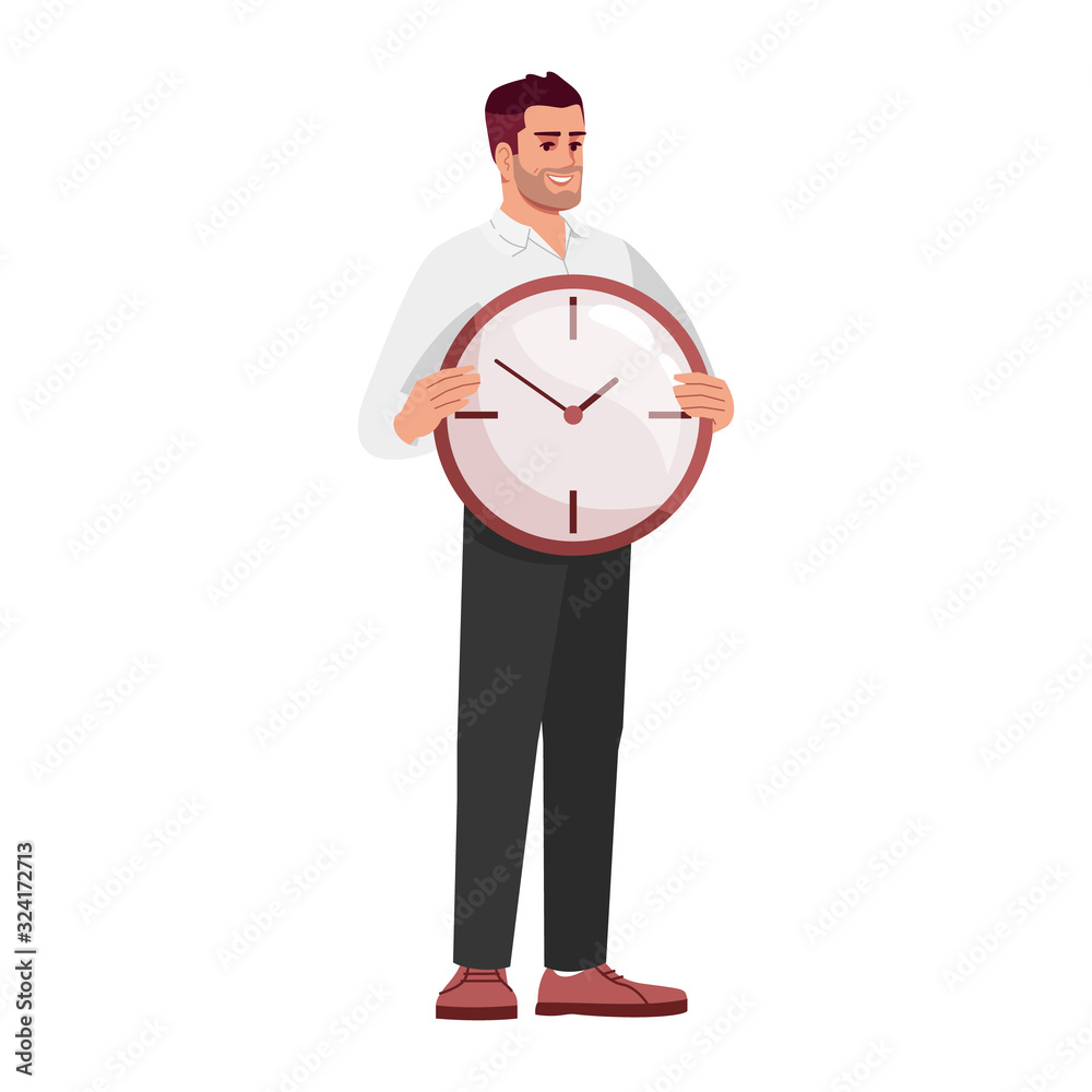 Workers time management skills semi flat RGB color vector illustration ...