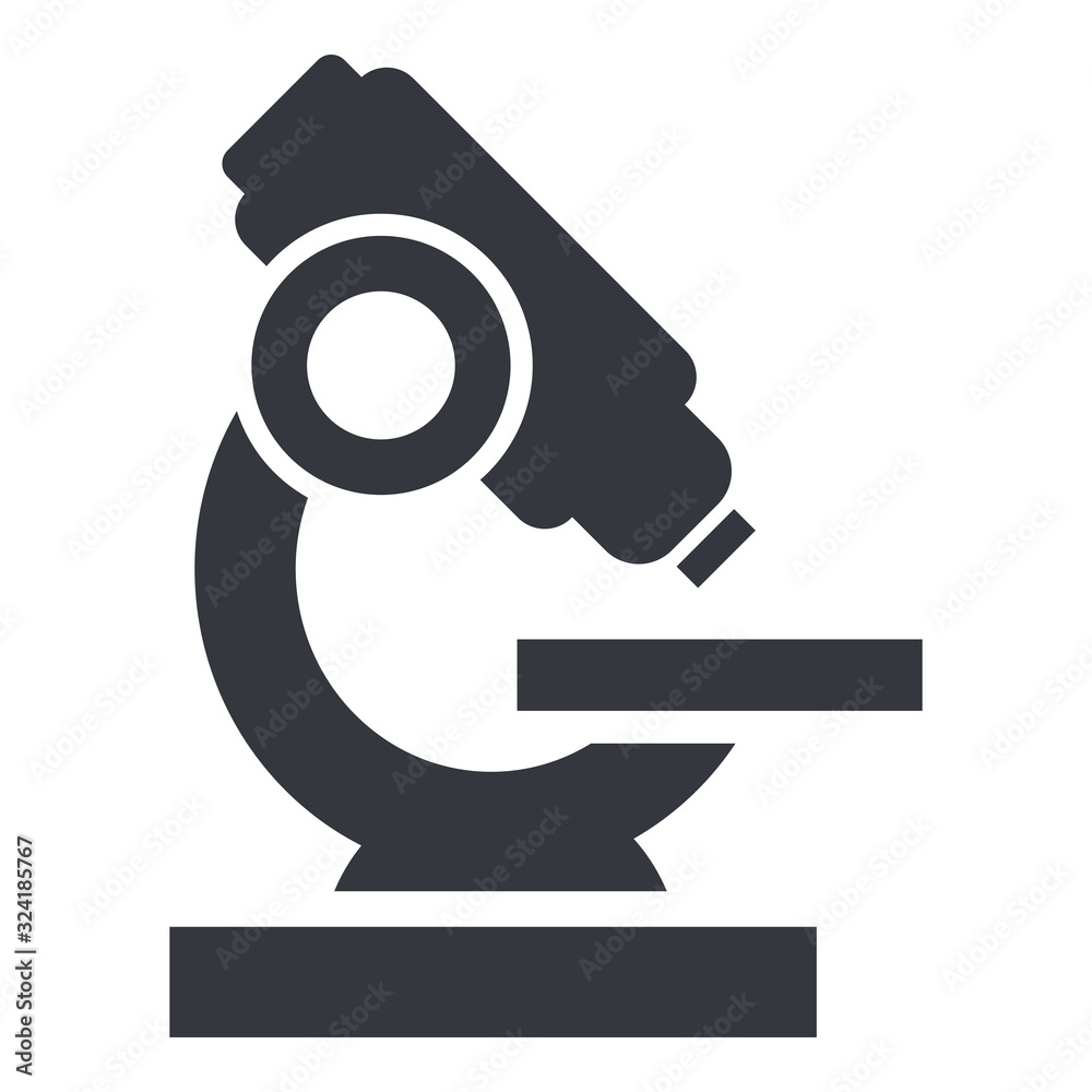 Vector Black Silhouette Icon - Microscope Stock Vector | Adobe Stock