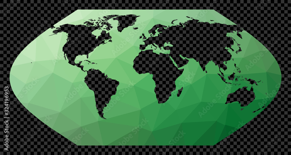 Geometric world map. Eckert 5 projection. Polygonal map of the world on ...