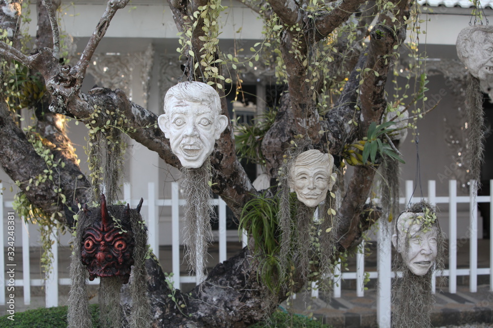 Demons, fantasy creatures in Wat Rong Khun (White Temple) in Chiang Rai ...