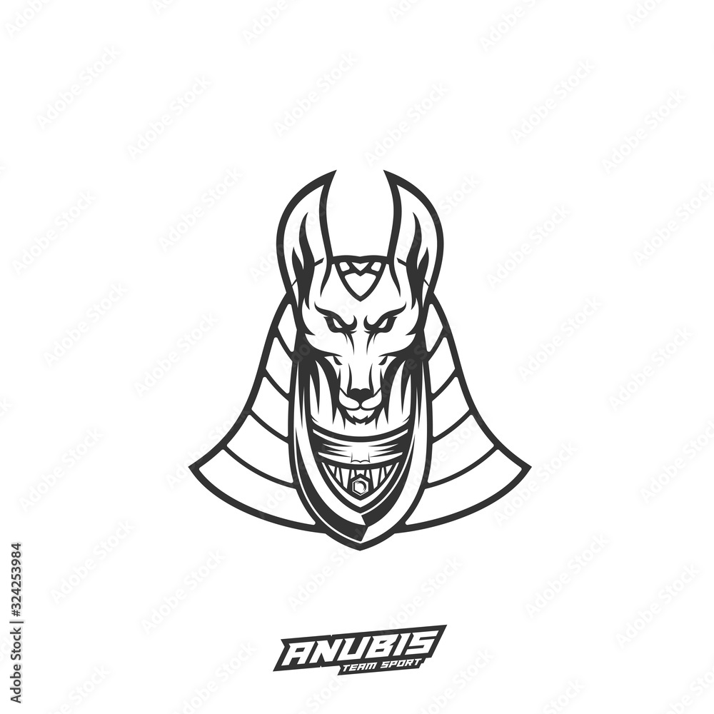 Anubis Esport gaming mascot logo template Vector. Modern Head Anubis ...