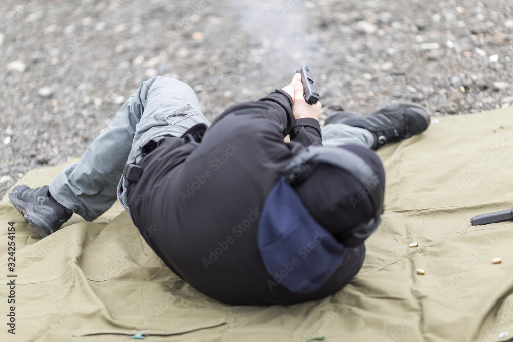 police, army and border police gun training. firing weapons and pistols ...