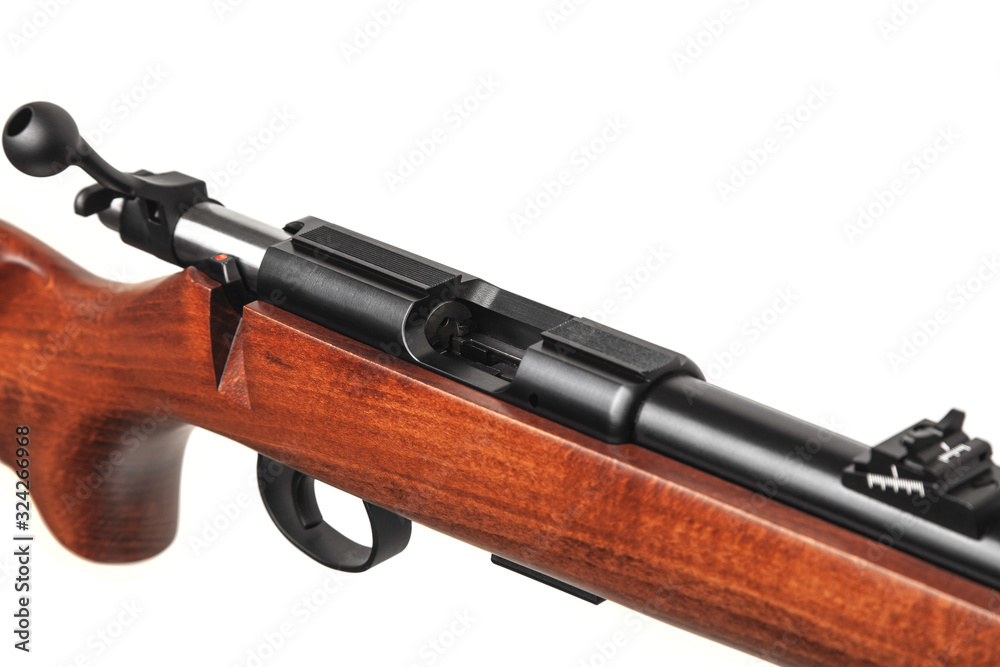 Small-bore rifle .22 lr isolated on white background. Modern .22lr semi ...