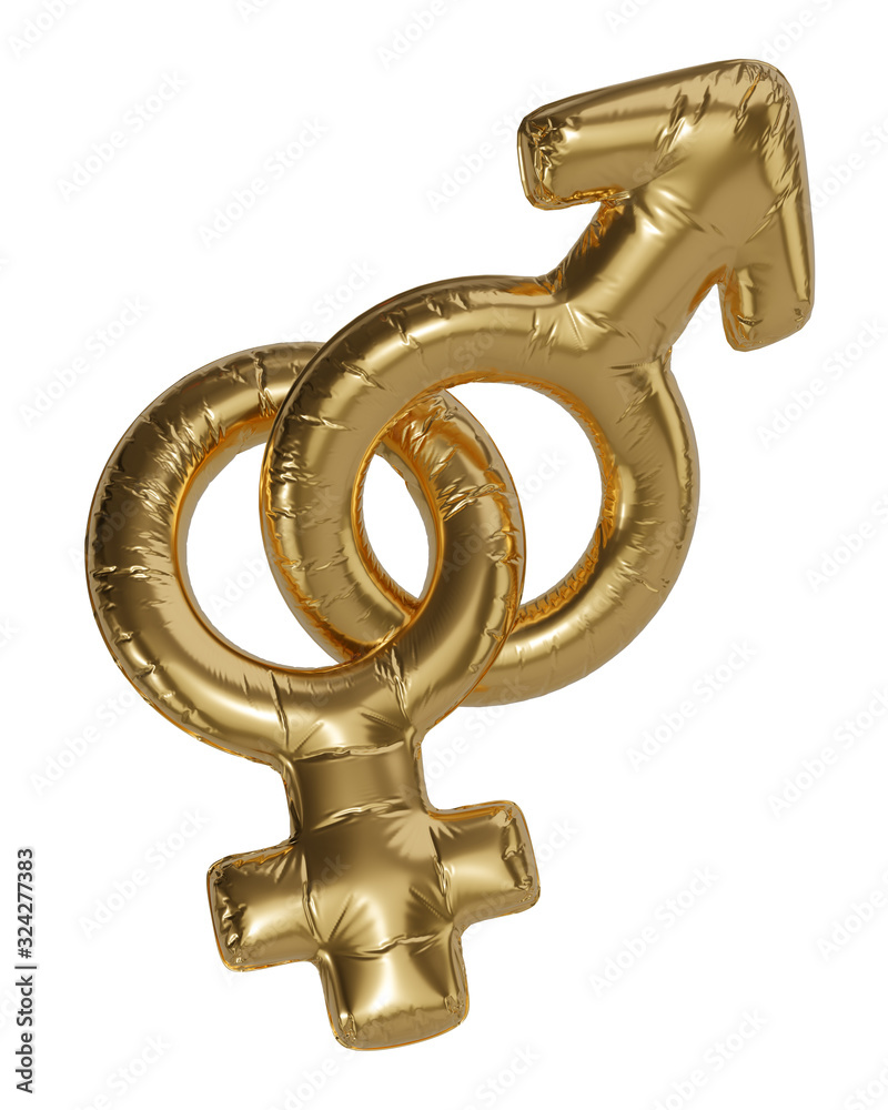 Golden balloon with a male and female gender symbol. Helium gender ...