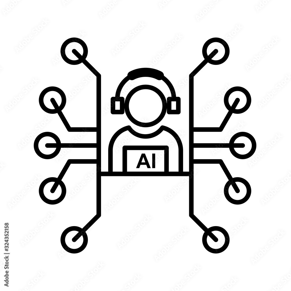 Artificial Intelligence powered multi agent network Icon to be used as ...