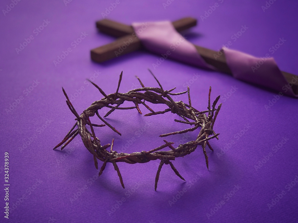 Good Friday, Lent Season, Ash Wednesday and Holy Week concept. A woven ...