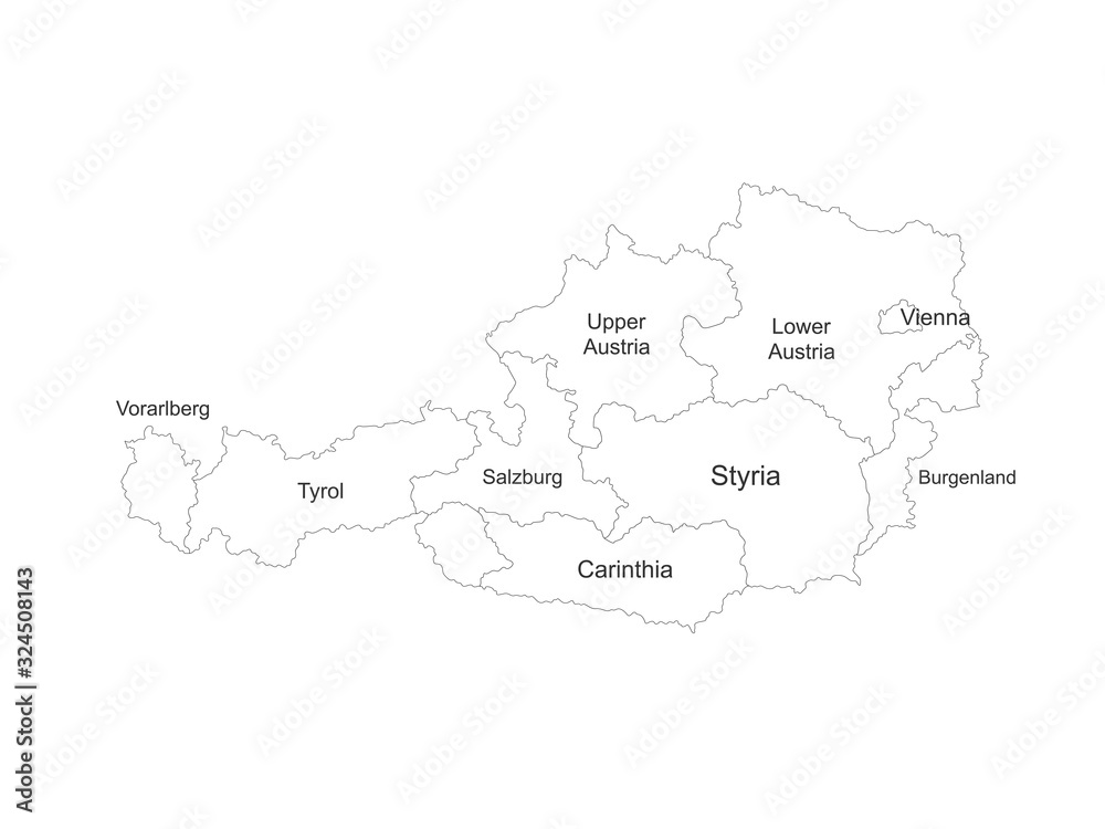 Austria political map with name labels. Perfect for business concepts ...