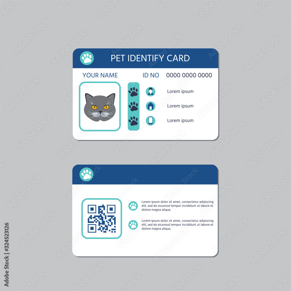 Vector de Stock Cat id card design.Vector illustration template ...