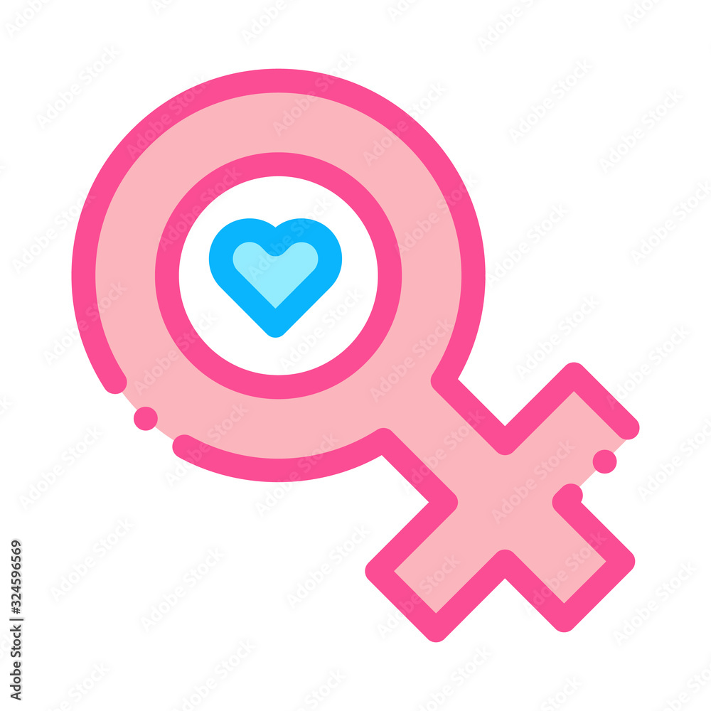 Female Mark Heart Icon Vector. Outline Female Mark Heart Sign. Isolated ...