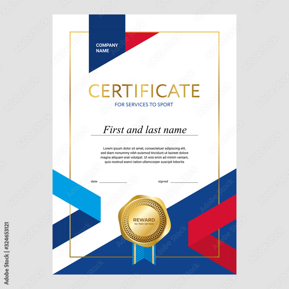 Design of certificate, diploma, for sports events, tournaments ...
