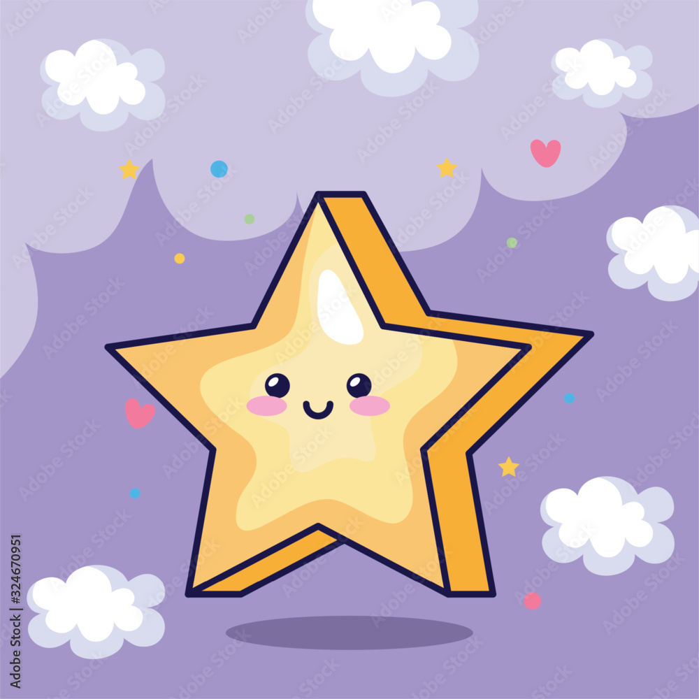 star magic kawaii with cute decoration design Stock Vector | Adobe Stock