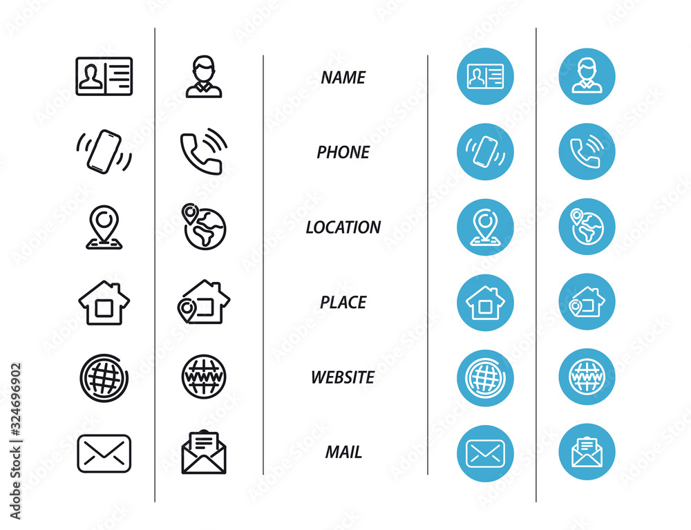 Vetor Business Card Icons. Contact us icons. Business Card contact ...