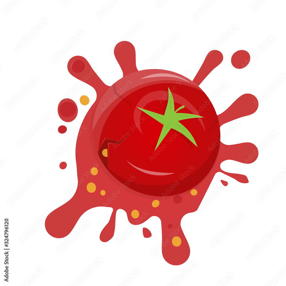 funny cartoon illustration of a splashing tomato Stock Vector | Adobe Stock