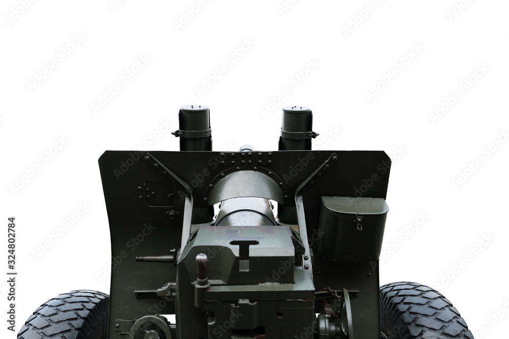 Heavy guns cannon howitzer back view isolated on white background ...