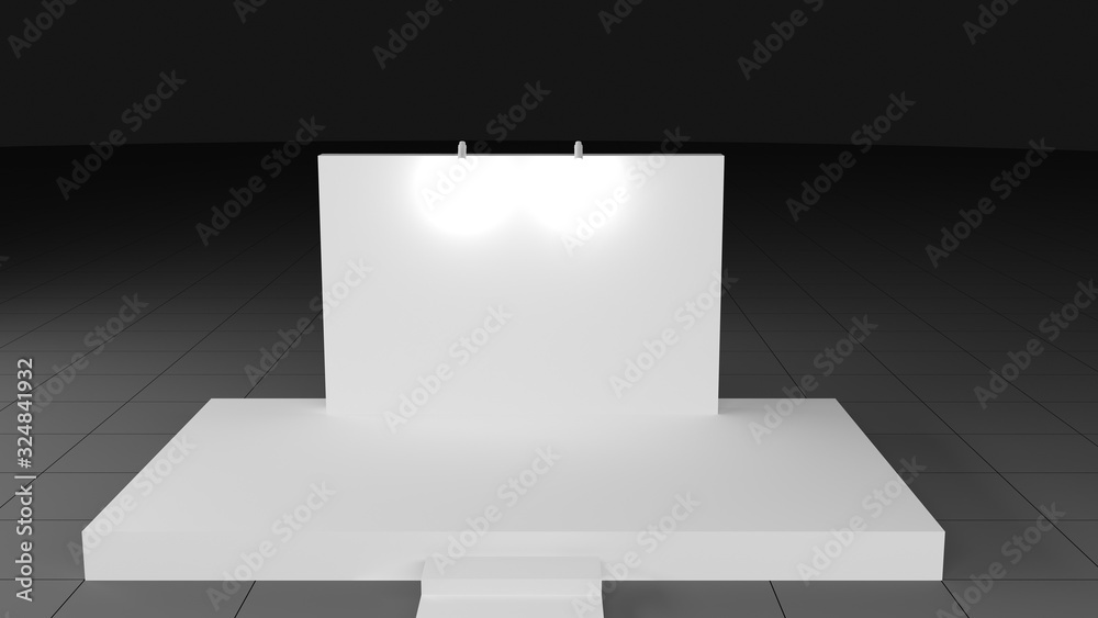 Empty backdrop. Stage for speaking, exhibition, events. 3D rendered ...