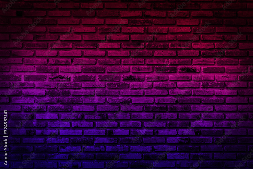 Neon light on brick walls that are not plastered background and texture ...