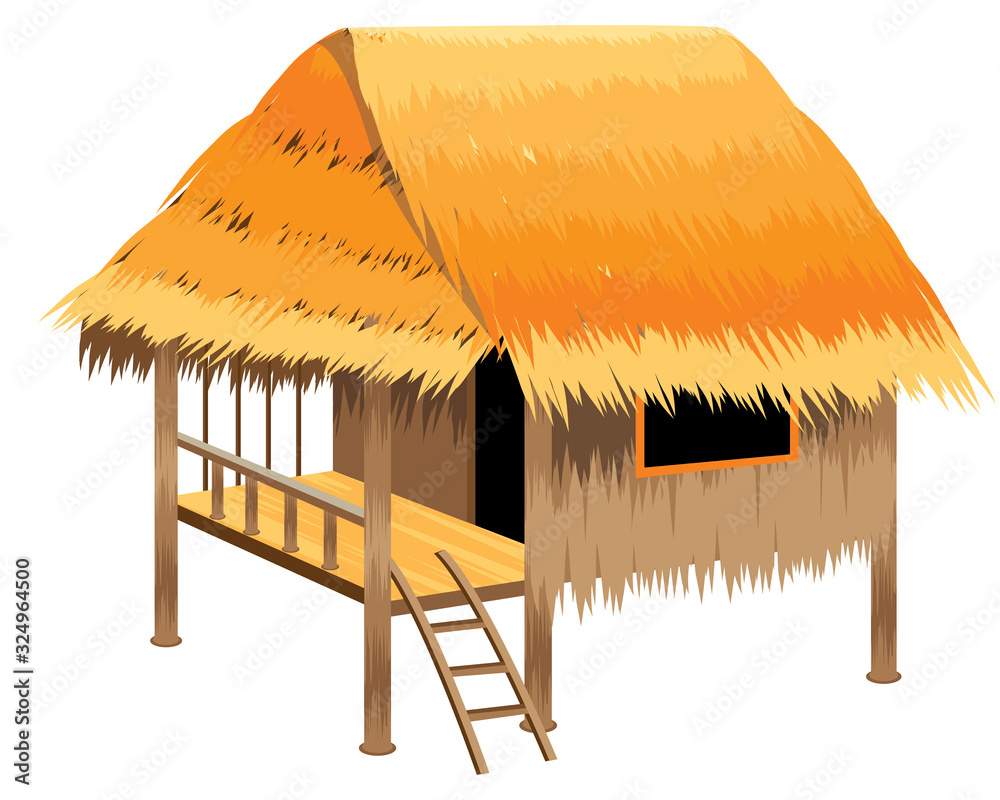 straw hut on white background vector design Stock Vector | Adobe Stock