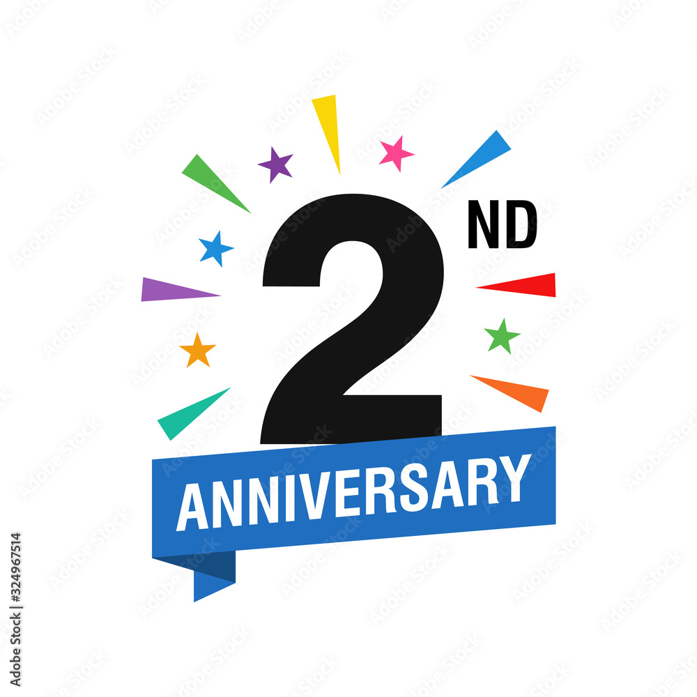 2nd Years Anniversary Logo Design Vector Stock Vector | Adobe Stock
